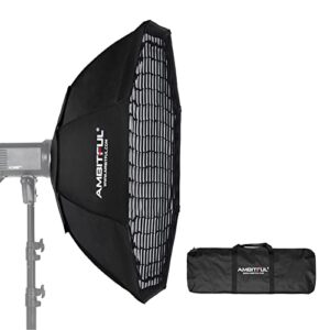 ambitful 37″ 95cm octagon honeycomb grid softbox, bowens mount softbox compatible studio flash strobe lighting ms300 sk400 ad600 ad400pro vl150 vl200 vl300 sl-60w sl200ii sz200bi (fw 95)