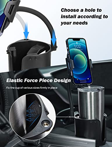 JOYTUTUS Cup Holder Phone Holder for car, Upgraded Universal Cell Phone Mount for Car, Large Car Cup Holder Expander, with Elastic Force Piece, Compatible with iPhone, Samsung & All Smartphones