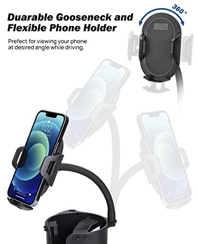 JOYTUTUS Cup Holder Phone Holder for car, Upgraded Universal Cell Phone Mount for Car, Large Car Cup Holder Expander, with Elastic Force Piece, Compatible with iPhone, Samsung & All Smartphones