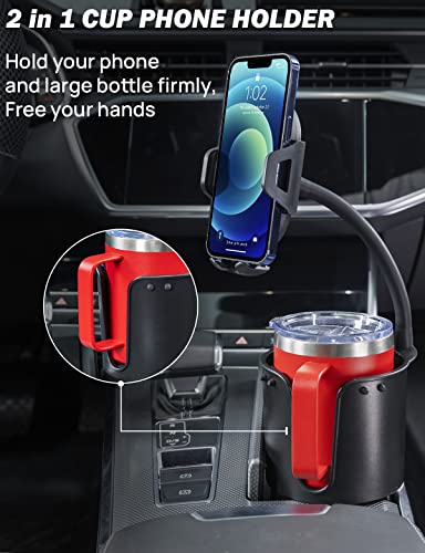 JOYTUTUS Cup Holder Phone Holder for car, Upgraded Universal Cell Phone Mount for Car, Large Car Cup Holder Expander, with Elastic Force Piece, Compatible with iPhone, Samsung & All Smartphones