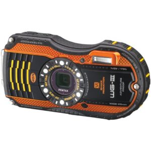 pentax optio wg-3 orange 16 mp waterproof digital camera with 3-inch lcd screen (orange)