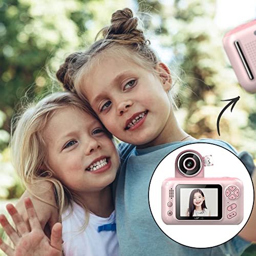 Christmas Children's Digital Camera 3-10 Years Old Christmas Birthday Gift 2.4 Inch 1080P Toddler Camera Portable Handheld Reversible Children's Digital 32GB Memory Camer, Gift for