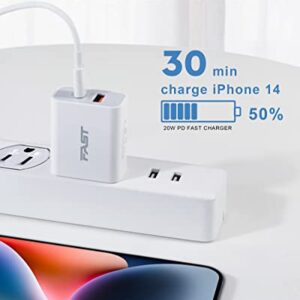 20W USB C Fast Charger, JUNVANG Dual Port PD Power Delivery + Quick Charger Wall Charger Block Plug for iPhone 14/14 Plus/14 Pro Max/13/12 Pro Max/Mini/11/XS/XR/X, iPad, AirPods, Samsung, LG (Pack-3)