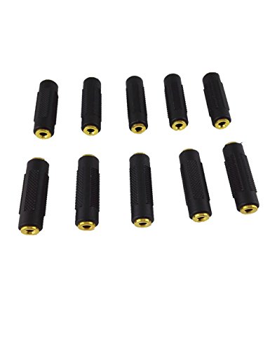 yueton Pack of 10 Gold Plated 3.5mm Stereo Jack to 3.5mm Audio Female/Female Adapter Connectors, 3.5mm F/F Stereo Coupler