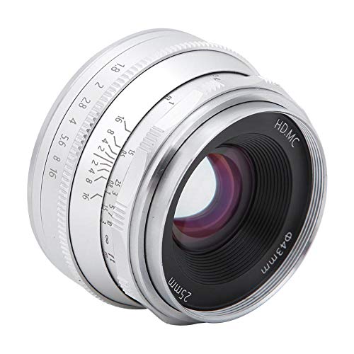 Camera Lens Portable Mirrorless Camera Lens 25mm F1.8 Multi-Layer Coating Mirrorless Camera Lens EF-M/EOSM Mount for Canon M2/M3/M5/M6/M10/M100/M50(Silver)