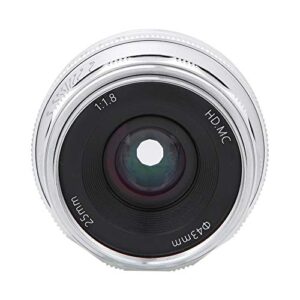 Camera Lens Portable Mirrorless Camera Lens 25mm F1.8 Multi-Layer Coating Mirrorless Camera Lens EF-M/EOSM Mount for Canon M2/M3/M5/M6/M10/M100/M50(Silver)