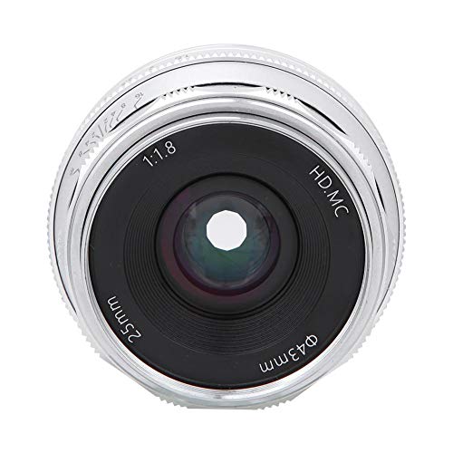 Camera Lens Portable Mirrorless Camera Lens 25mm F1.8 Multi-Layer Coating Mirrorless Camera Lens EF-M/EOSM Mount for Canon M2/M3/M5/M6/M10/M100/M50(Silver)