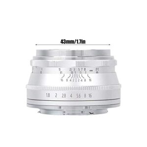 Camera Lens Portable Mirrorless Camera Lens 25mm F1.8 Multi-Layer Coating Mirrorless Camera Lens EF-M/EOSM Mount for Canon M2/M3/M5/M6/M10/M100/M50(Silver)