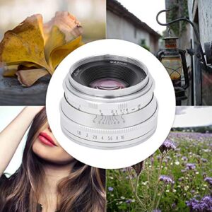 Camera Lens Portable Mirrorless Camera Lens 25mm F1.8 Multi-Layer Coating Mirrorless Camera Lens EF-M/EOSM Mount for Canon M2/M3/M5/M6/M10/M100/M50(Silver)