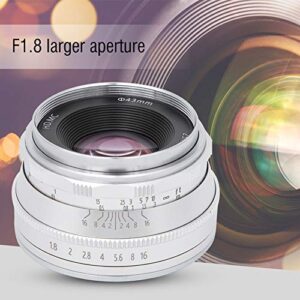 Camera Lens Portable Mirrorless Camera Lens 25mm F1.8 Multi-Layer Coating Mirrorless Camera Lens EF-M/EOSM Mount for Canon M2/M3/M5/M6/M10/M100/M50(Silver)