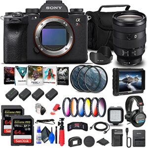 sony alpha a7r iiia mirrorless digital camera (body only) (ilce7rm3a/b) + sony fe 24-105mm f/4 lens + 4k monitor + pro headphones + pro mic + 2 x 64gb memory card + photo software + more (renewed)