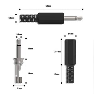 Ancable 4-Pack TS Mono Male Plug 1/8" 3.5mm Solder Type DIY Audio Cable Connector