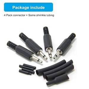 Ancable 4-Pack TS Mono Male Plug 1/8" 3.5mm Solder Type DIY Audio Cable Connector