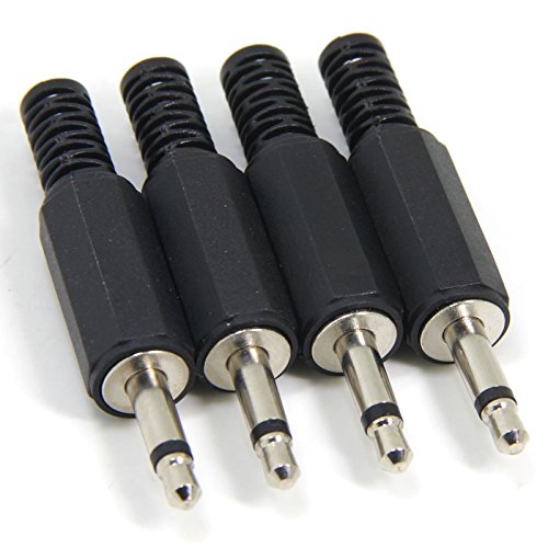 Ancable 4-Pack TS Mono Male Plug 1/8" 3.5mm Solder Type DIY Audio Cable Connector