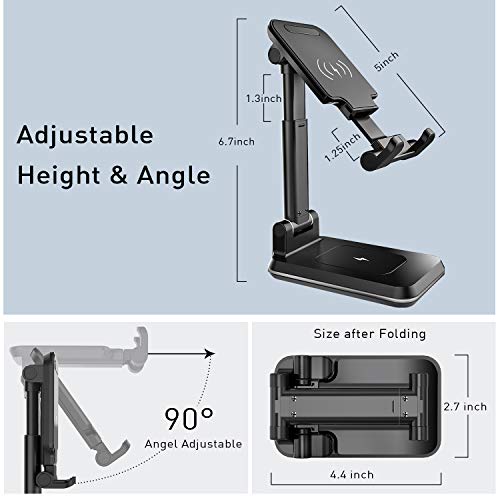 Tiluza Wireless Charger, 2 in 1 Dual Wireless Charging Stand, Adjustable Phone Holder for Desk 10W Qi Fast Charger Compatible with iPhone 13/12/11/Pro/Xs/Max/XR/X AirPods, Samsung S21/S20/S10/S9/Note