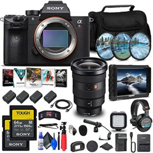 sony alpha a7r iva mirrorless digital camera (ilce7rm4a/b) + sony fe 16-35mm lens + 4k monitor + pro headphones + pro mic + 2 x 64gb memory card + corel photo software + case + more (renewed)