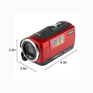 16 Megapixel Digital HD Video Camera 1080P Home Portable Photo Self-timer Video Recorder 16 Times Digital Zoom Electronic Anti-shake Flip HD Screen (Red)