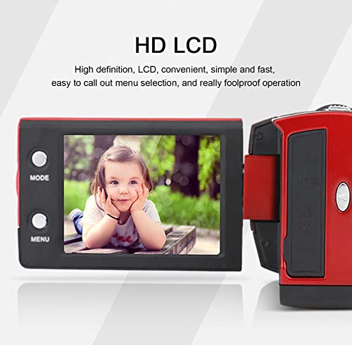 16 Megapixel Digital HD Video Camera 1080P Home Portable Photo Self-timer Video Recorder 16 Times Digital Zoom Electronic Anti-shake Flip HD Screen (Red)