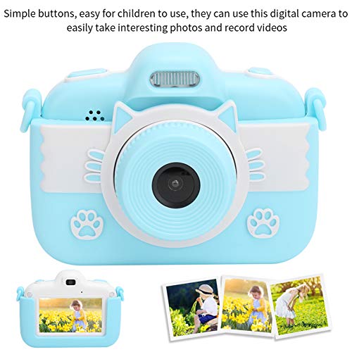 Children Full Hd Digital Camera, 2.8In Touch Display Screen Video Camera, Super Mini Size Camera with Silicone Protective Cover, Support Continuous Shooting, Time Lapse Photography (Blue)