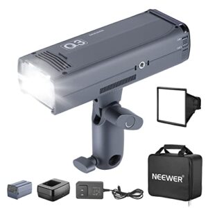 neewer q3 200ws 2.4g ttl flash (2nd version), 1/8000 hss gn58 strobe light portable photography monolight with softbox diffuser/3200mah lithium battery/500 full power pops/recycle in 0.01-1.8s