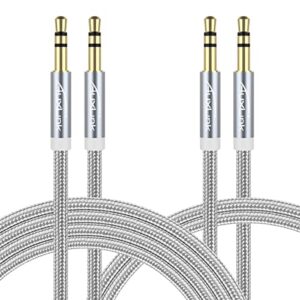 3.5mm audio cable 2 pack[4ft+8ft], auxlink aux cord male to male nylon braided, hi-fi sound auxiliary cable for car, headphones, iphone, home stereos, speakers, tablets