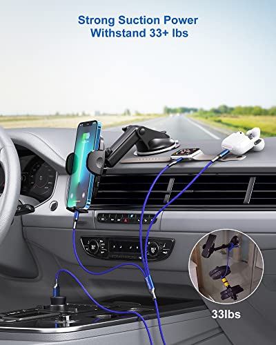 Decvamix Phone Mount for Car [Sturdiness & Flexible Arm] Hands Free Durable Car Phone Holder Mount Big Phone & Thick Case Friendly Dashboard Air Vent Windshield Compatible iPhone Samsung Galaxy Moto