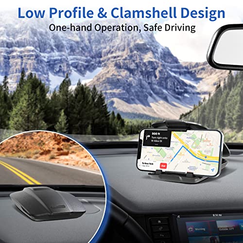 OQTIQ GPS Holder for Car Dashboard Phone Holder Adhesive Rubber Ring Car GPS Mount Clamshell Non-Slip for Garmin, Tomtom, Rand McNally, Magellan Roadmate, Other GPS Devices - Matte Black