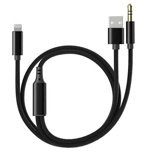 IVSHOWCO Charging Audio Cable for iPhone [Apple MFi Certified], Lightning to 3.5mm Headphone Aux Jack Nylon Braided Cord Work with Car Stereo/Speakers/Headphone.