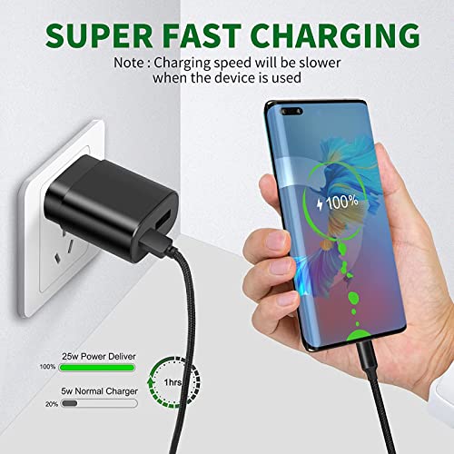 Type C Charger,25W Super Fast Charger Dual Port USB C Wall Charger, Quick Charging Block Compatible with Samsung Galaxy S22/S22 Plus/S20/S21 Ultra Plus,Note 20/Note 10 Plus, Pixel 6 Pro/S8/S9