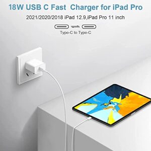 iPad Charger, USB-C Fast Charger, for Apple iPad 10th Gen,iPad Pro 12.9 2021/20/18, iPad Pro 11 Gen 3/2/1, iPad Air 4th, iPad Mini 6,Wall Charger Plug Block with 10FT Type-C to C Charging Cable