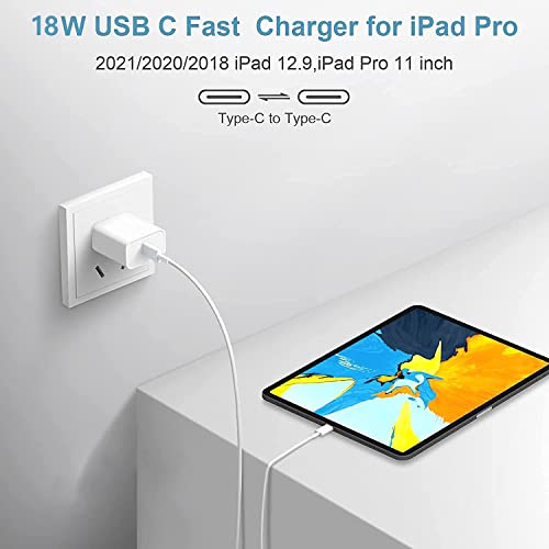 iPad Charger, USB-C Fast Charger, for Apple iPad 10th Gen,iPad Pro 12.9 2021/20/18, iPad Pro 11 Gen 3/2/1, iPad Air 4th, iPad Mini 6,Wall Charger Plug Block with 10FT Type-C to C Charging Cable