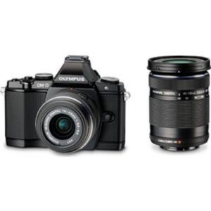 olympus mirror-less slr om-d e-m5 double zoom kit black 16.05 million pixel dust drip om-d e-m5 dzkit blk – international version (no warranty)