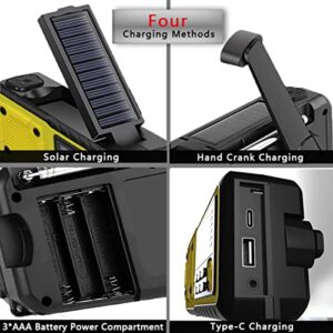 Emergency Hand Crank Weather Solar Radio, radios Portable Power Bank 4000mAh Hand Crank AM FM/NOAA Radio with LED Flashlights Reading Lamp Cellphone Charger SOS Alarm for Camping Home Outdoor