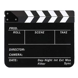 Coolbuy112 Movie Directors Clapboard, Photography Studio Video TV Acrylic Clapper Board Dry Erase Film Slate Cut Action Scene Clapper with a Magnetic Blackboard Eraser and Two Custom Pens, Black