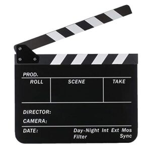 Coolbuy112 Movie Directors Clapboard, Photography Studio Video TV Acrylic Clapper Board Dry Erase Film Slate Cut Action Scene Clapper with a Magnetic Blackboard Eraser and Two Custom Pens, Black