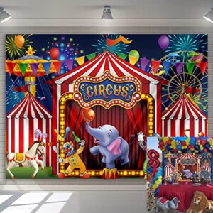 GYA Red Circus Backdrop Amusement Park Tents Stratus Playground Carnival Carousel Kids Boy Girl 1st First one Birthday Party Background Photo Baby Shower, 7x5FT(width 210cm x Height 150cm)