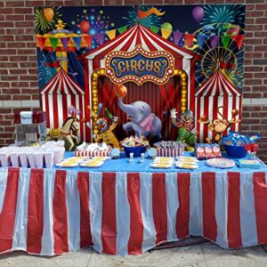 GYA Red Circus Backdrop Amusement Park Tents Stratus Playground Carnival Carousel Kids Boy Girl 1st First one Birthday Party Background Photo Baby Shower, 7x5FT(width 210cm x Height 150cm)