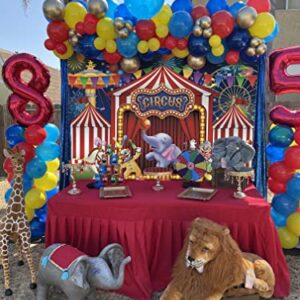 GYA Red Circus Backdrop Amusement Park Tents Stratus Playground Carnival Carousel Kids Boy Girl 1st First one Birthday Party Background Photo Baby Shower, 7x5FT(width 210cm x Height 150cm)