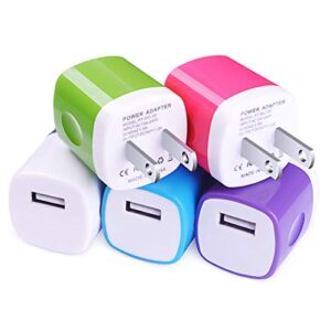 usb charger,charging block 5-pack 1a/5v usb power home travel adapter wall charger cube brick box base head compatible for iphone 14 13 12 11 x 8 7 6 plus 5s,ipad,samsung,lg,moto,tablet,android phone