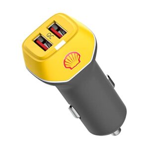 shell mini car charger 24w fast charge dual port usb adapter with led indicator, fast charging for iphone pro/max/mini, ipad air/mini, android & usb gadgets