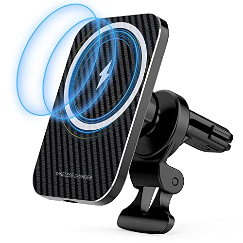 Magnetic Car Mount Charger Compatible with MagSafe, BIUBLE 15W Car Charger - Phone Mount Air Vent Phone Holder Compatible with iPhone 13/13 Pro/13 mini/13 Pro Max/12/12 Pro/12 mini/12 Pro Max