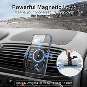 Magnetic Car Mount Charger Compatible with MagSafe, BIUBLE 15W Car Charger - Phone Mount Air Vent Phone Holder Compatible with iPhone 13/13 Pro/13 mini/13 Pro Max/12/12 Pro/12 mini/12 Pro Max