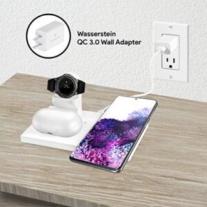 Wasserstein 3-in-1 Wireless Charging Station Compatible with Samsung Galaxy Buds/Galaxy Watch/Smartphone, and Compatible with AirPods/iPhone, Huawei/Sony/Google Smartphone & Other Qi-Enabled Devices