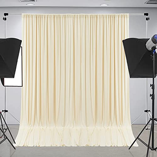 10 ft x 10 ft Wrinkle Free Champagne Backdrop Curtain Panels, Polyester Photography Backdrop Drapes, Wedding Party Home Decoration Supplies