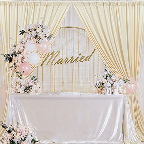 10 ft x 10 ft Wrinkle Free Champagne Backdrop Curtain Panels, Polyester Photography Backdrop Drapes, Wedding Party Home Decoration Supplies