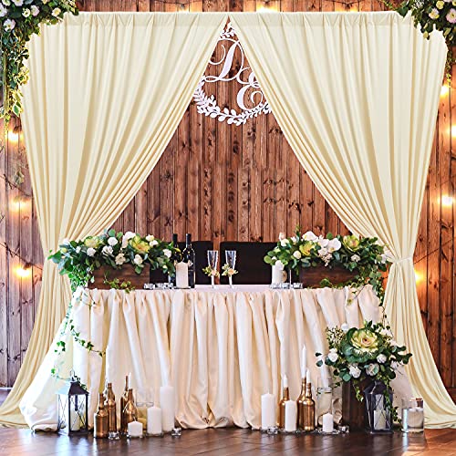 10 ft x 10 ft Wrinkle Free Champagne Backdrop Curtain Panels, Polyester Photography Backdrop Drapes, Wedding Party Home Decoration Supplies