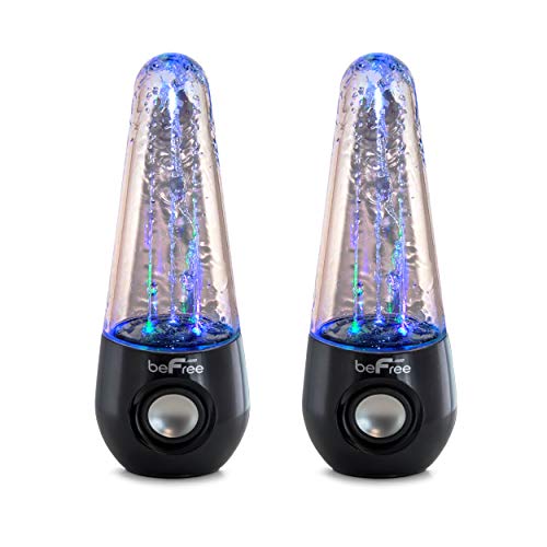 beFree Sound Bluetooth LED Dancing Water Multimedia Speakers in Black, (BFS-Shelf Speaker)