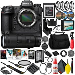 nikon z9 fx-format mirrorless camera body (1669) + 70-200mm f/2.8 vr lens + 64gb xqd memory card + 7″ hd monitor + editing software + camera bag + pro filter kit + 12″ tripod (renewed)