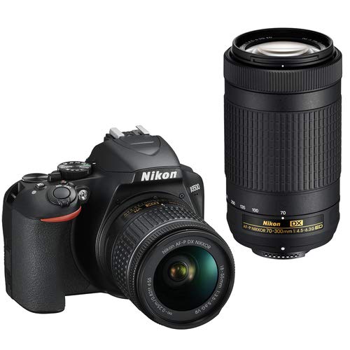 Nikon D3500 24.2MP DSLR Camera with AF-P 18-55mm VR Lens & 70-300mm Dual Zoom Lens Kit 1588 (Renewed) with 16GB Accessory Bundle