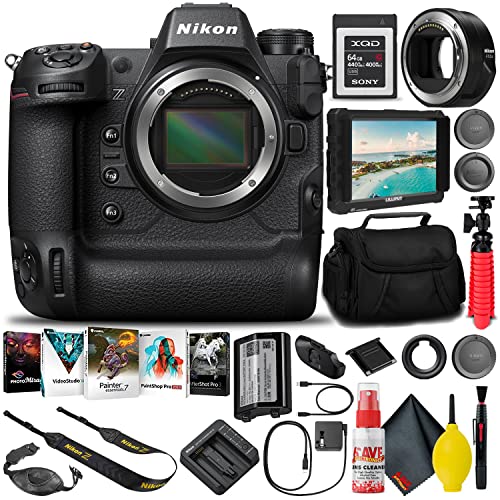 Nikon Z9 FX-Format Mirrorless Camera Body with FTZ II Mount Adapter (1669) + 64GB XQD Memory Card + 7" HD Monitor + Editing Software + Camera Bag + 12" Tripod + Cleaning Kit (Renewed)